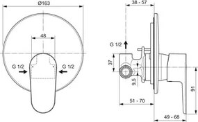 Ideal Standard Cerafine O - Sprchová baterie pod omítku, komplet, Černá matná A7192XG