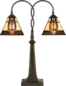 Béžovo-hnědá stolní lampa tiffany Bernadette I - 48*19*66 cm E27/ 2*40W