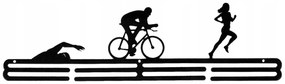 Walenty-dovolená výrobce od 16.4.-26.4.24 Kovový věšák na medaile swim bike run triatlon ženy 40cm černý
