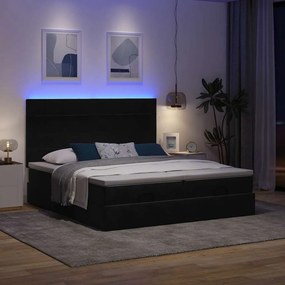 Osmanský rám postele s matrací černý 200x200cm samet 3314629