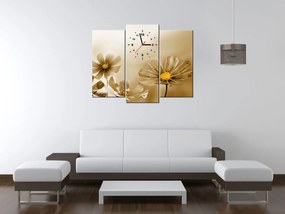 Gario Obraz s hodinami Květnatá krása - 3 dílný Rozměry: 90 x 70 cm
