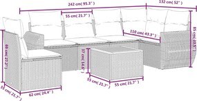 vidaXL 7dílná zahradní sedací souprava s poduškami polyratan [3257358]