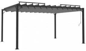Pergola s lamelovou střechou 3 x 4 m hliník / látka Dekorhome Šedá
