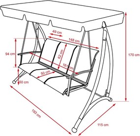 Avenberg Zahradní houpačka pro 3 osoby Aruba
