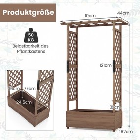 Costway Vyvýšený záhon s mříží a závěsnou střechou, truhlík na rostliny s mříží