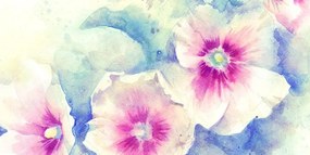 Obraz květiny v růžovém akvarely - 100x50 cm