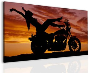 Obraz žena na motorce Velikost (šířka x výška): 180x100 cm