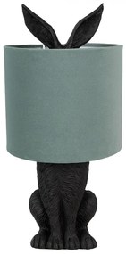 Černá stolní lampa králík se zeleným stínidlem Rabbi - Ø 20*43 cm