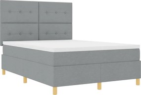 Postel s boxspringem s čelo Světle šedá 140 x 190 cm textil 3339616