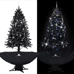 Sněžící vánoční stromek s deštníkovým stojanem černý 190 cm PVC,  289934 HangarStore.cz