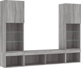 5dílná obývací stěna s LED šedá sonoma kompozitní dřevo 3216695