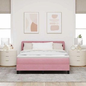 Postel s boxspringem s čelo Růžová 140 x 200 cm samet 3340339