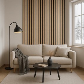 3D Dřevěné lamely na zeď na filci 255x46cm - Jasan ARKTICKÝ