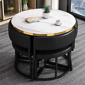 LuxuryForm DESIGN Jídelní set MONTE 4+1 - černý / bílý