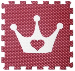 Vylen Pěnové podlahové puzzle Minideckfloor s korunkou Bílý s růžovou korunkou 340 x 340 mm