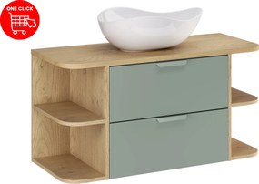Comad Koupelnová skříňka s deskovými umyvadly set Aster Green 100 bílá/dub cremona