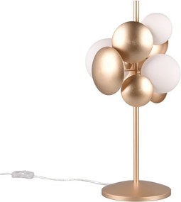 Stolní lampa se skleněným stínidlem ve zlato-bílé barvě (výška 50 cm) Bubble – Trio Select
