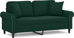 2místná pohovka s polštáři tmavě zelená 140 cm samet 3200947
