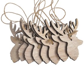 dřevěné jelení hlavy (8 ks) - přírodní