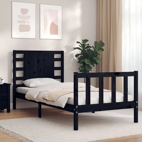 vidaXL Rám postele s čelem 90 x 200 cm masivní dřevo [3192802] Barva: Černá