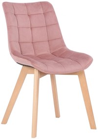 Židle Passaic ~ samet, dřevěné nohy natura - Ružová