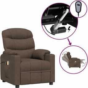 Elektrické masážní křeslo hnědé textil 3143507