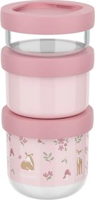 Světle růžové plastové dětské svačinové boxy v sadě 3 ks Fairy Garden – Mepal