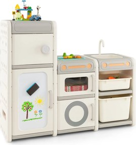 Costway Dětská skříňka na hračky s magnetickou tabulí a odnímatelným dřezem