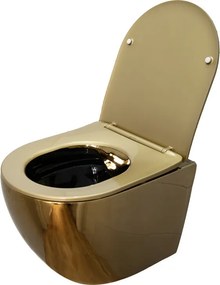 BPS-koupelny Závěsná WC mísa se SoftClose sedátkem , černá/zlatá