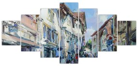 Obraz - Ulička starého města, akrylová malba (210x100 cm)
