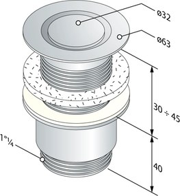 Omp Tea umyvadlová výpust 5/4 neuzavíratelná chrom 147.545.5 Koupelny Bernold