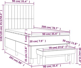 vidaXL Box spring postel s matrací 90x200 cm samet [3137942] Barva: Růžová