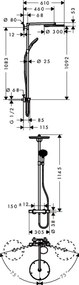 Hansgrohe Raindance S, Showerpipe 300 1jet s termostatem, chromová, HAN-27114000