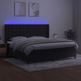Box spring postel s matrací a LED černá 200x200 cm samet 3139825