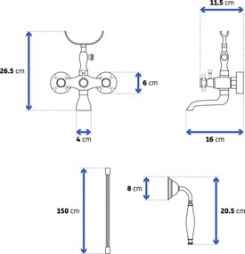 Rea Retro - vanová baterie + set, černá, REA-B0224