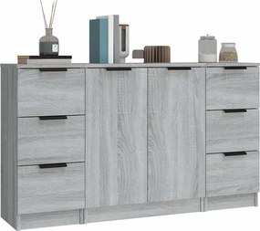 Příborníky 3 ks šedé sonoma kompozitní dřevo 3115842