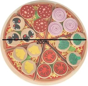 KIK Dřevěná pizza s příslušenstvím / Hra na vaření / 27 dílků / dřevo