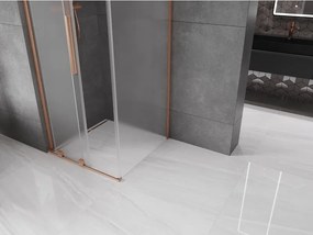 Mexen Velar L, sprchový kout s posuvnými dveřmi 100 x 100 cm, 8mm sklo námraza, měděná matná, 871-100-100-33-65