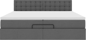 Osmanský rám postele s matrací tmavě šedá 200x200 cm textil 3311651