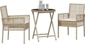 Zahradní bistro set 3 ks Béžová polyratan 3334966