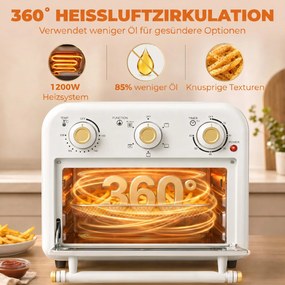 HOMCOM Horkovzdušná fritéza 12 litrů mini trouba s ventilátorem, 5 programů, plech a koš na smažení, 1200 W, vhodná do myčky