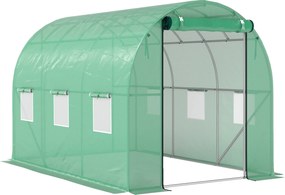 Skleník Outsunny 200x300x200cm z polyethylenu s dveřmi, 6 okny, pozinkovaným ocelovým fóliovým tunelem, 170g/m² PE, stabilní tunel na rostliny, sklen…
