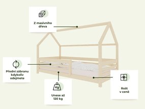 Benlemi Domečková postel TULY s bočním štítem Zvolte barvu: Světle šedá, Zvolte rozměr: 80x200 cm, Zvolte zábranu: S otevřeným vstupem