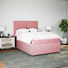 Box spring postel s matrací růžová 140x190 cm samet 3294633