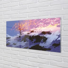 Obraz na skle Zimní strom top 140x70 cm