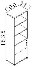 NABYTEK-DESIGNOVY.CZ - S562 03 - Kancelářská skříň Komfort, 60x38,5x183,5 cm, dveře 2/5 , calvados