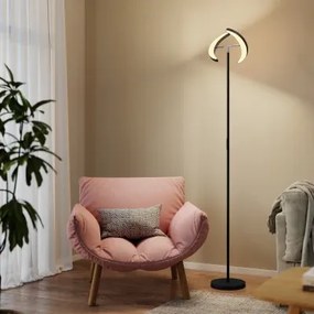 HOMCOM stmívatelná stojací lampa 2700K-6000K s dálkovým ovládáním a dvojitou 350° otočnou hlavou, černá