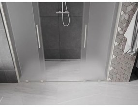 Mexen Velar Duo, posuvné sprchové dveře do otvoru 170 cm, 8mm sklo námraza, broušená ocel, 871-170-000-32-97