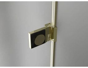 Mexen Lunar-B, pravostranný výklopný sprchový kout 70 x 70 cm, 8mm čiré sklo, zlatý profil, 832-070-070-50-00-P