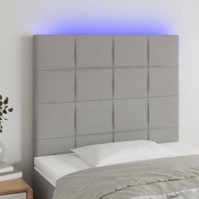 Čelo postele s LED světle šedé 100x5x118/128 cm textil 3122414